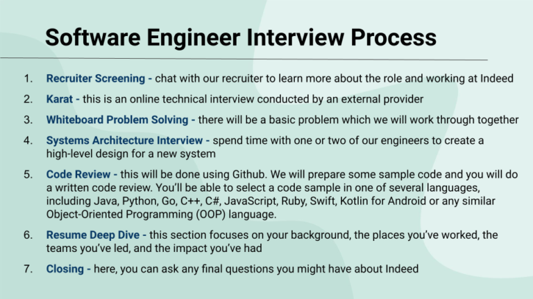 Interviewing for a Software Engineering role at Indeed