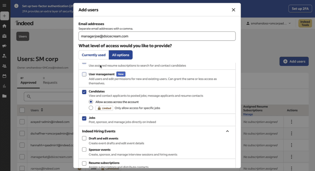 Understanding Indeed Account Settings: User Roles & Privileges