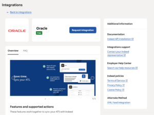 Indeed ATS Sync for Oracle Fusion Cloud Recruiting