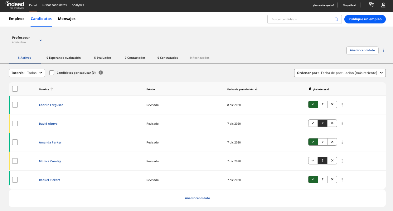 Cómo gestionar sus candidatos en Indeed
